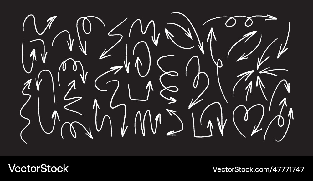 Charcoal hand drawn pencil emphasis arrows doodle Vector Image