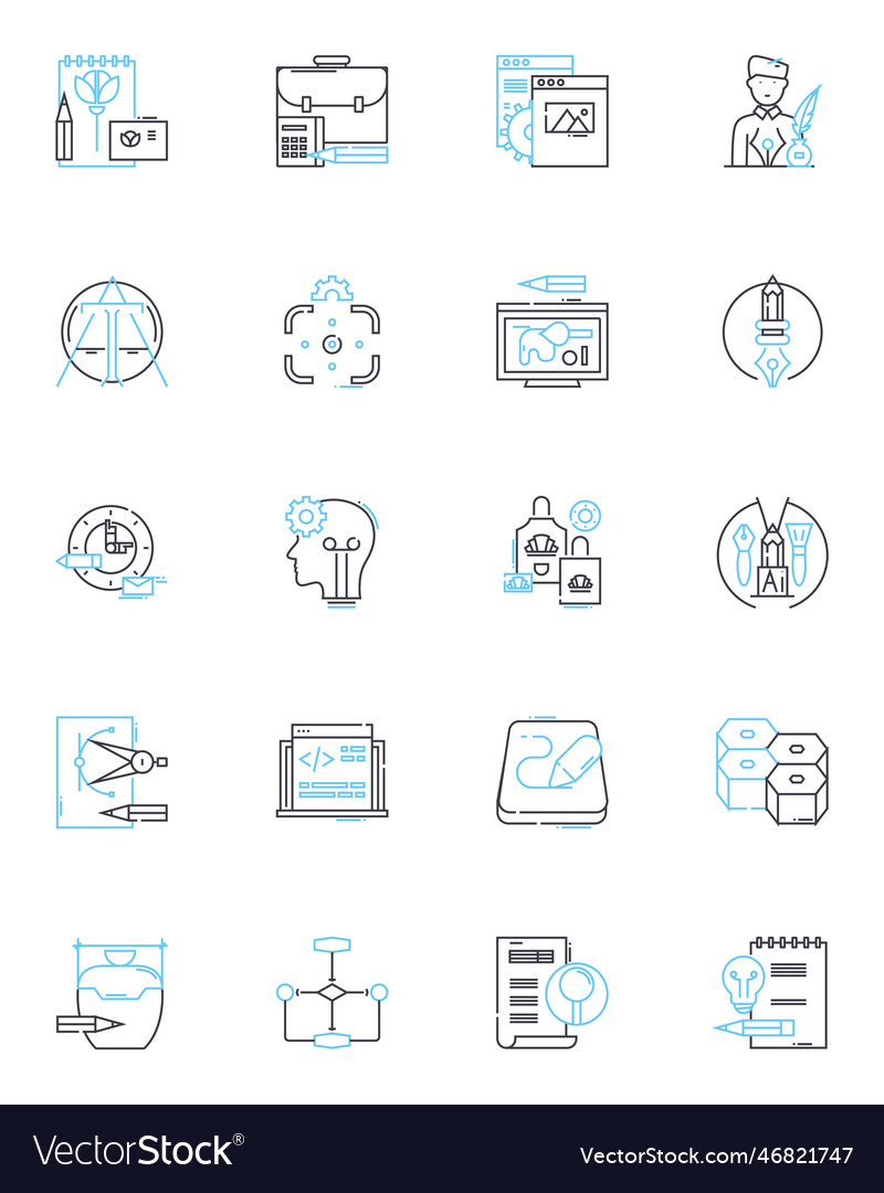 Conceptual frameworks linear icons set structure Vector Image