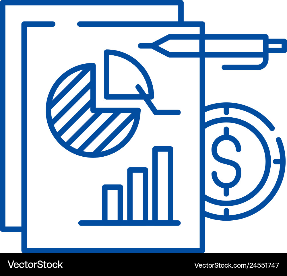 Financial budget line icon concept Royalty Free Vector Image