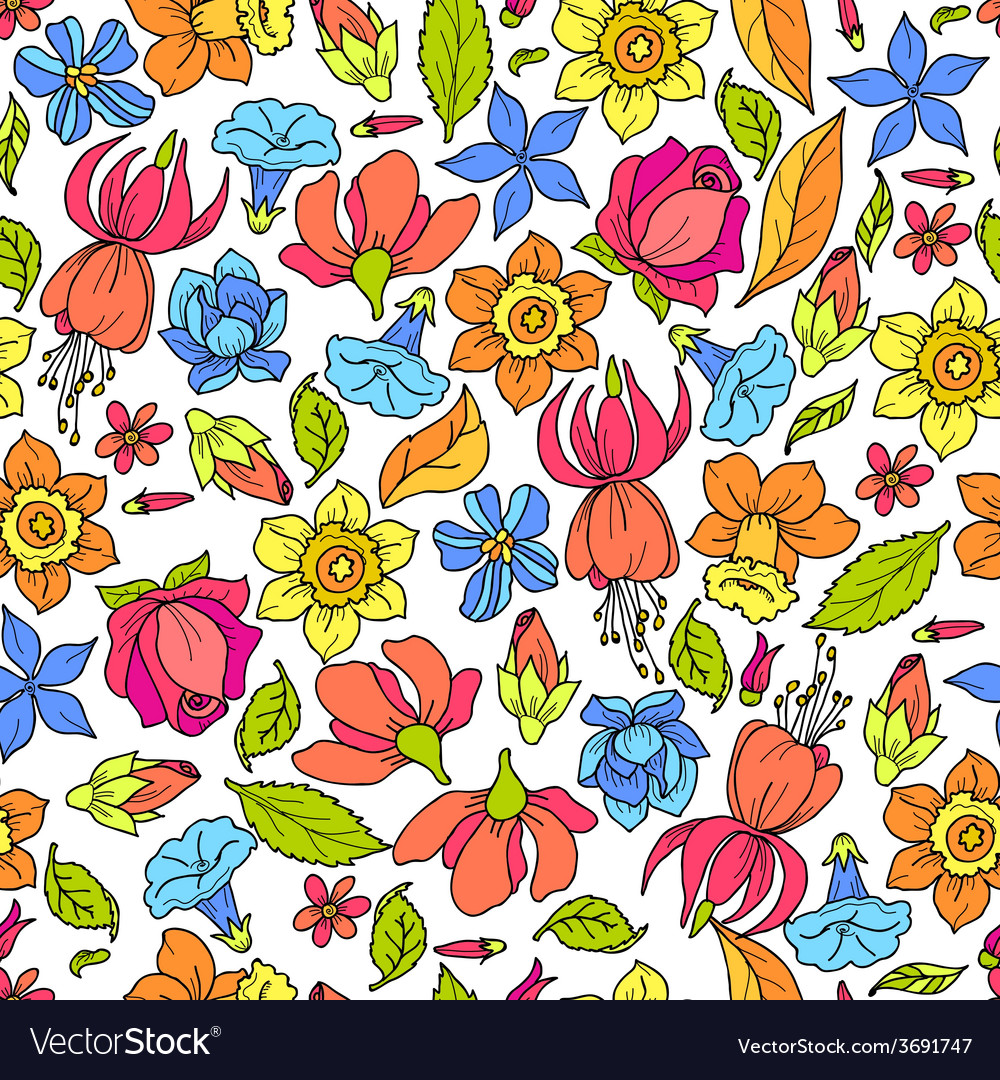 Flowers pattern colored Royalty Free Vector Image