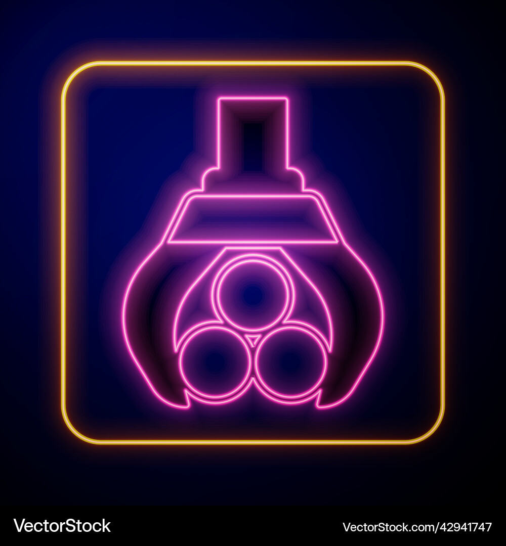 Glowing neon grapple crane grabbed a log icon Vector Image