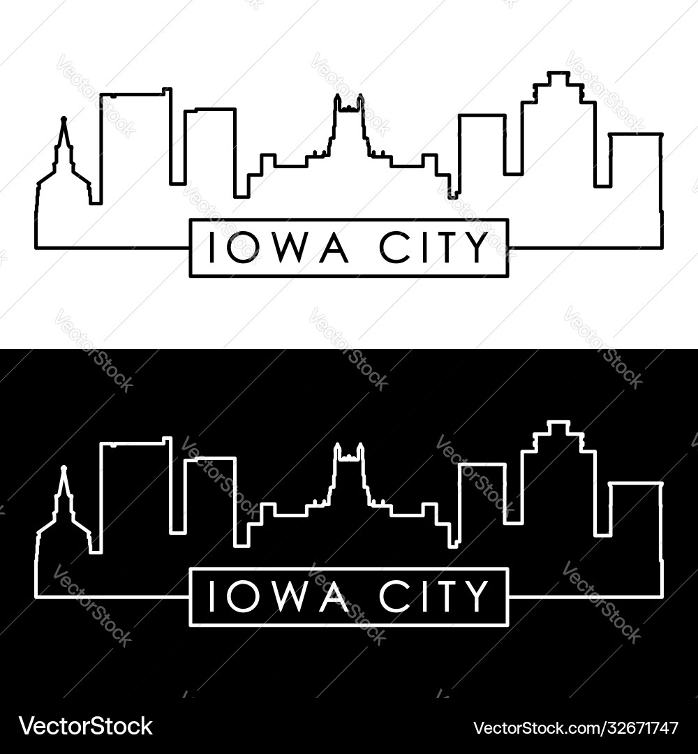 Iowa city skyline linear style editable file Vector Image