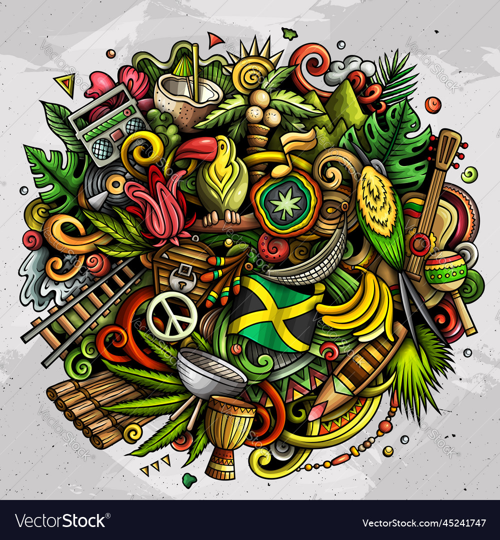 Jamaican cartoon doodle funny Royalty Free Vector Image