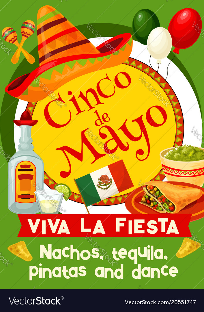 Mexican cinco de mayo holiday invitation poster Vector Image