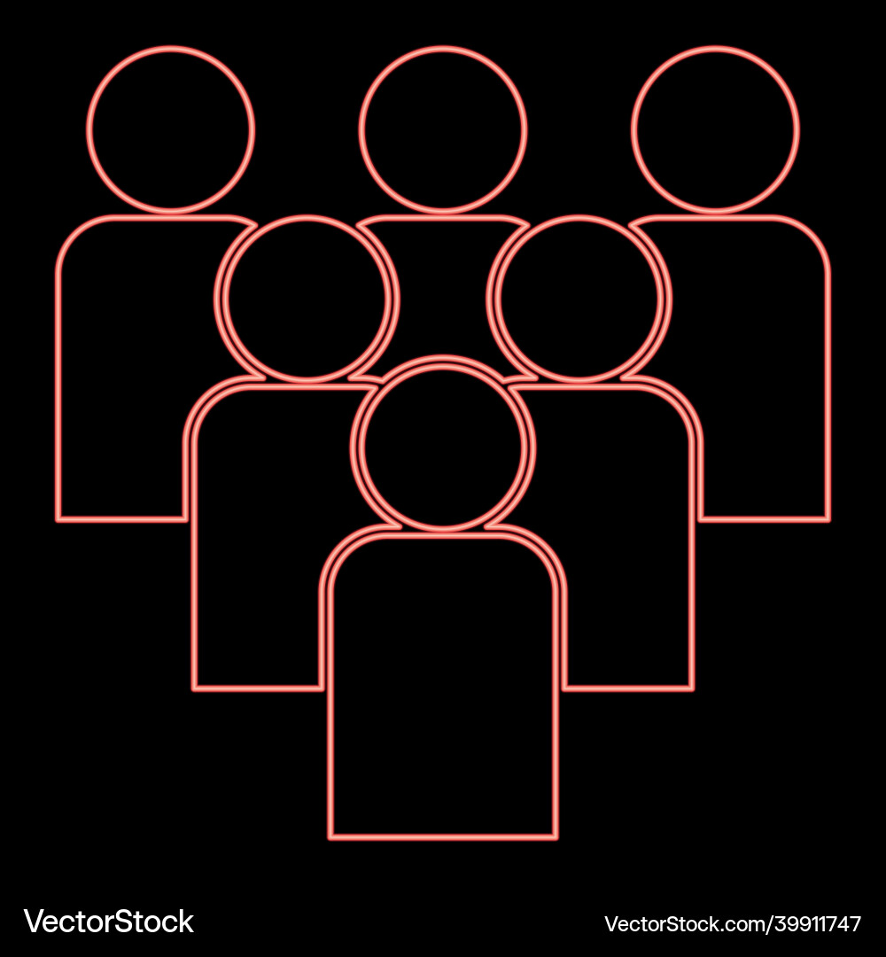 Neon working together team concept red color flat Vector Image