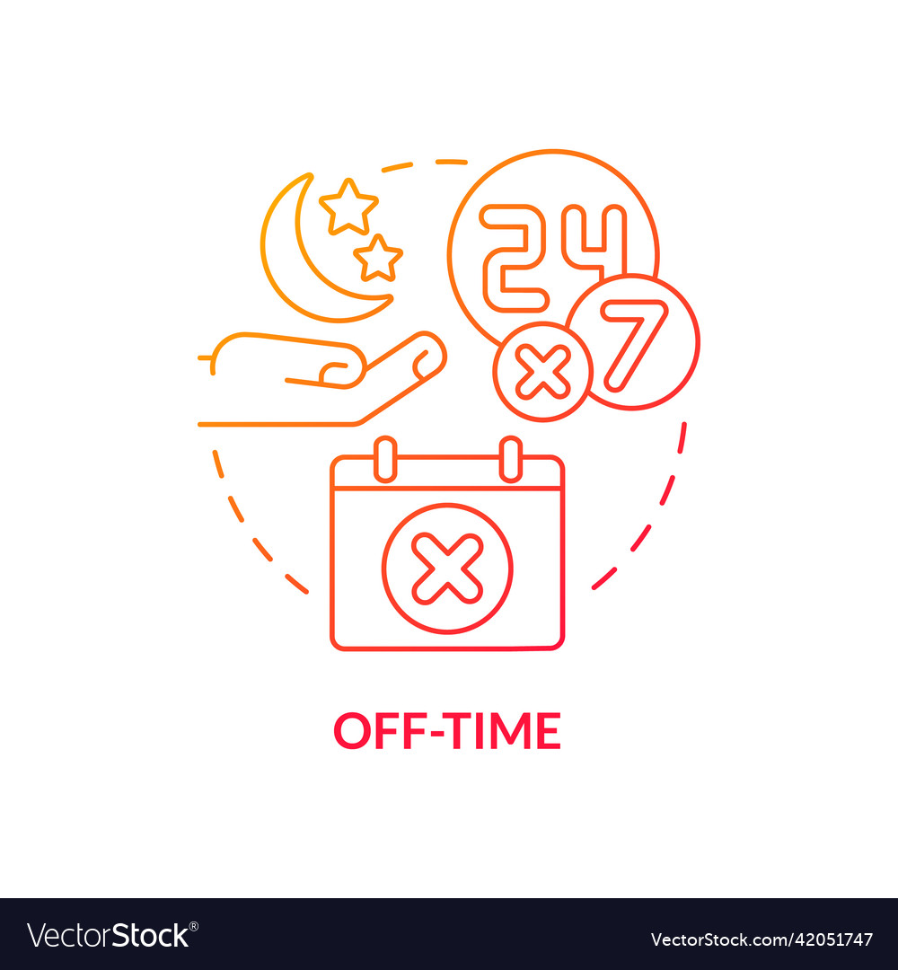 Off-time red gradient concept icon Royalty Free Vector Image