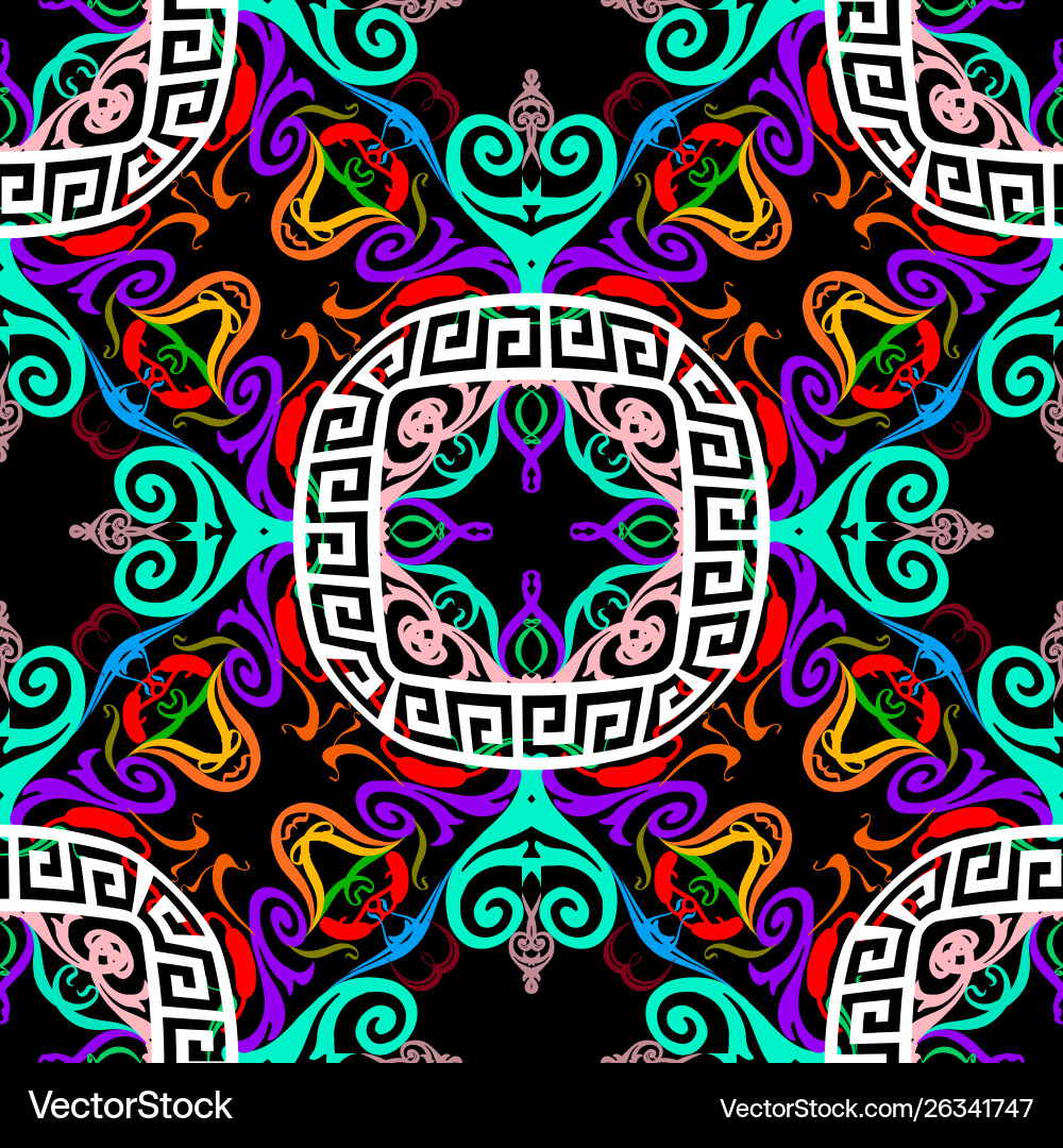Ornamental colorful greek seamless pattern Vector Image