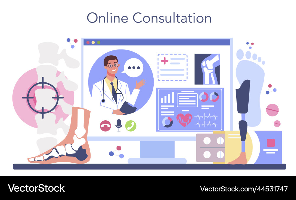 Orthopedics doctor online service or platform Vector Image