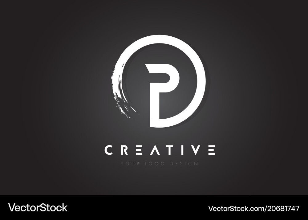 P circular letter logo with circle brush design Vector Image