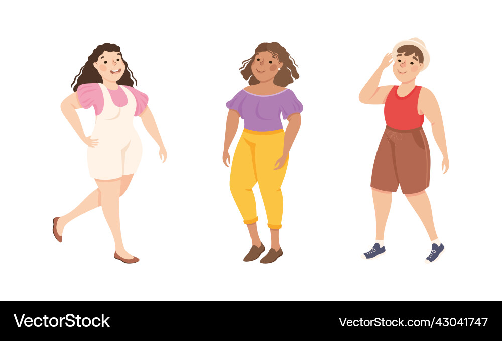 Plus size man and woman standing smiling Vector Image