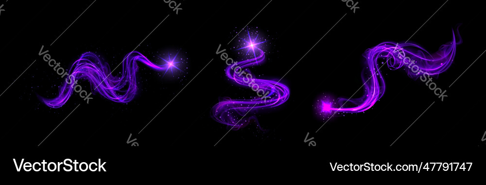 Realistic set of purple light vortex effects Vector Image