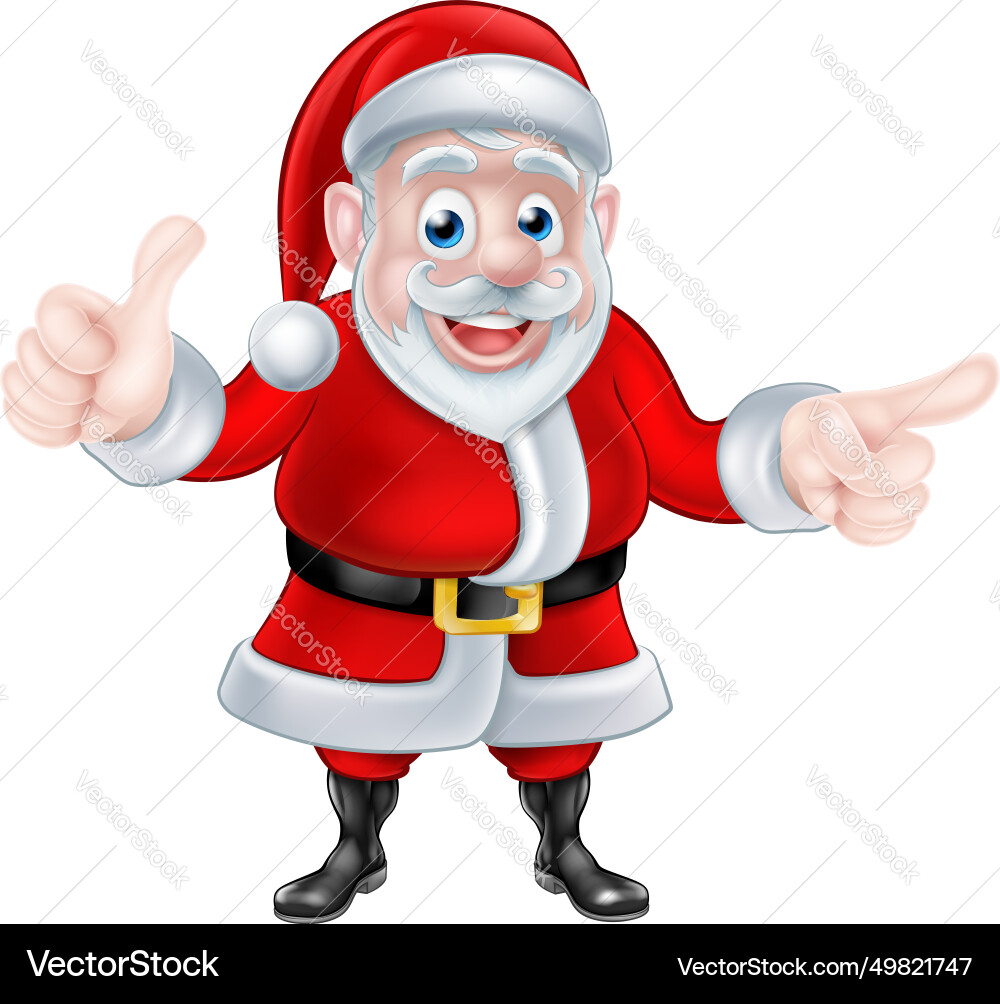 Santa pointing and giving thumbs up Royalty Free Vector