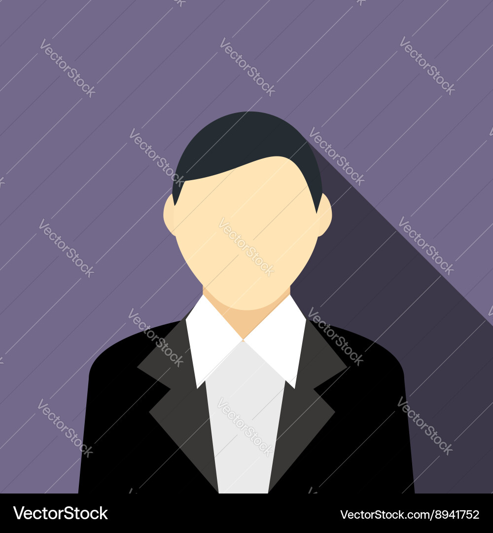 A man in black suit icon flat styl Royalty Free Vector Image