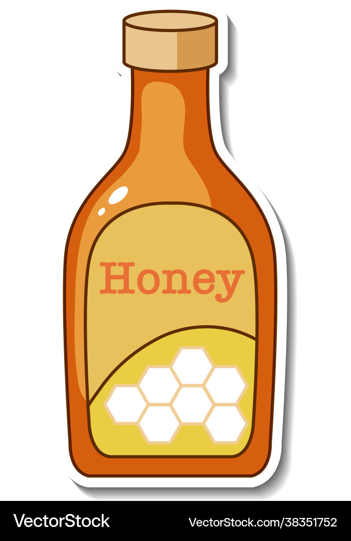 A sticker template with honey bottle isolated Vector Image