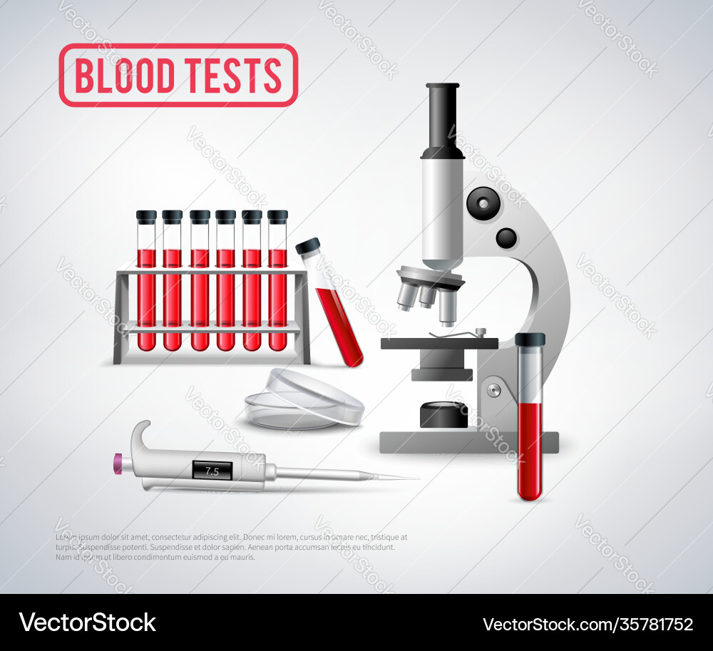Blood testing set background Royalty Free Vector Image
