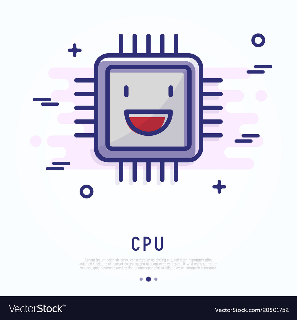 Cpu Thin Line Icon Royalty Free Vector Image Vectorstock