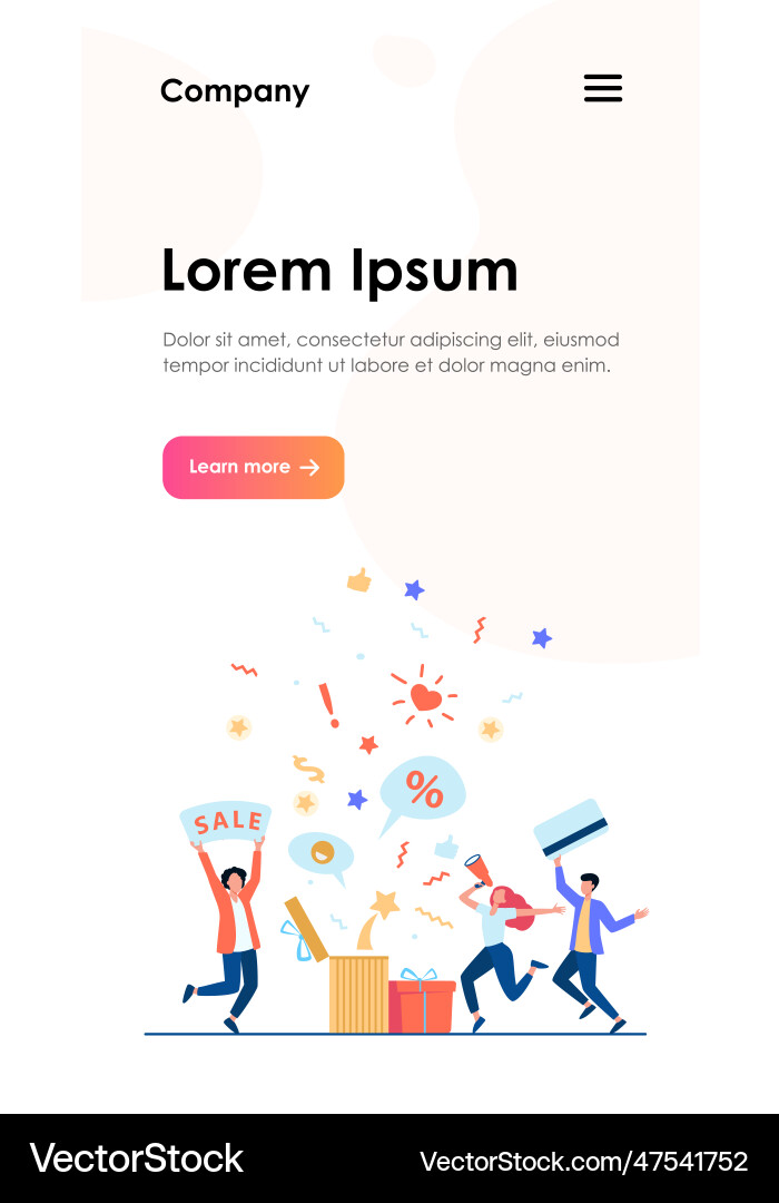 Customers celebrating sale Royalty Free Vector Image