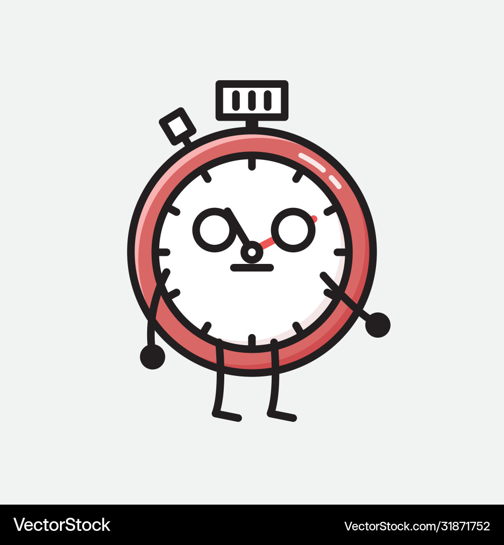 Cute sport timer mascot character in flat design Vector Image
