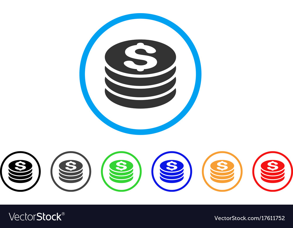 Dollar coin stack rounded icon Royalty Free Vector Image