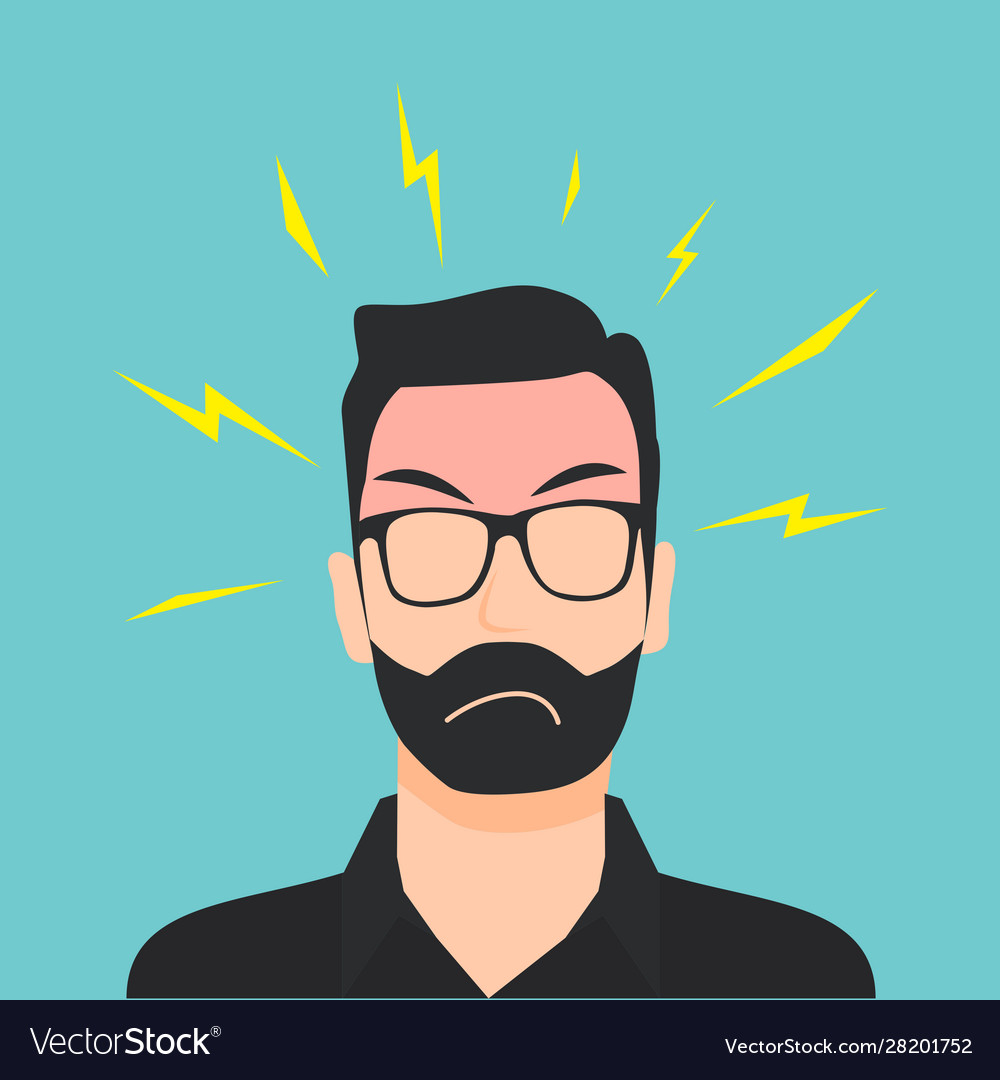 Flat angry man Royalty Free Vector Image - VectorStock