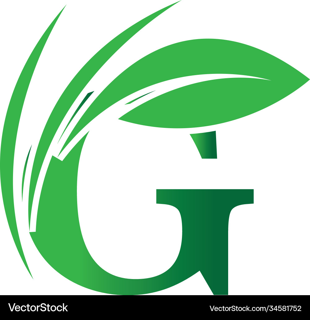 Green eco leaf letter g logo design template Vector Image
