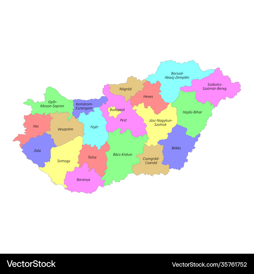 High quality labeled map hungary with borders Vector Image