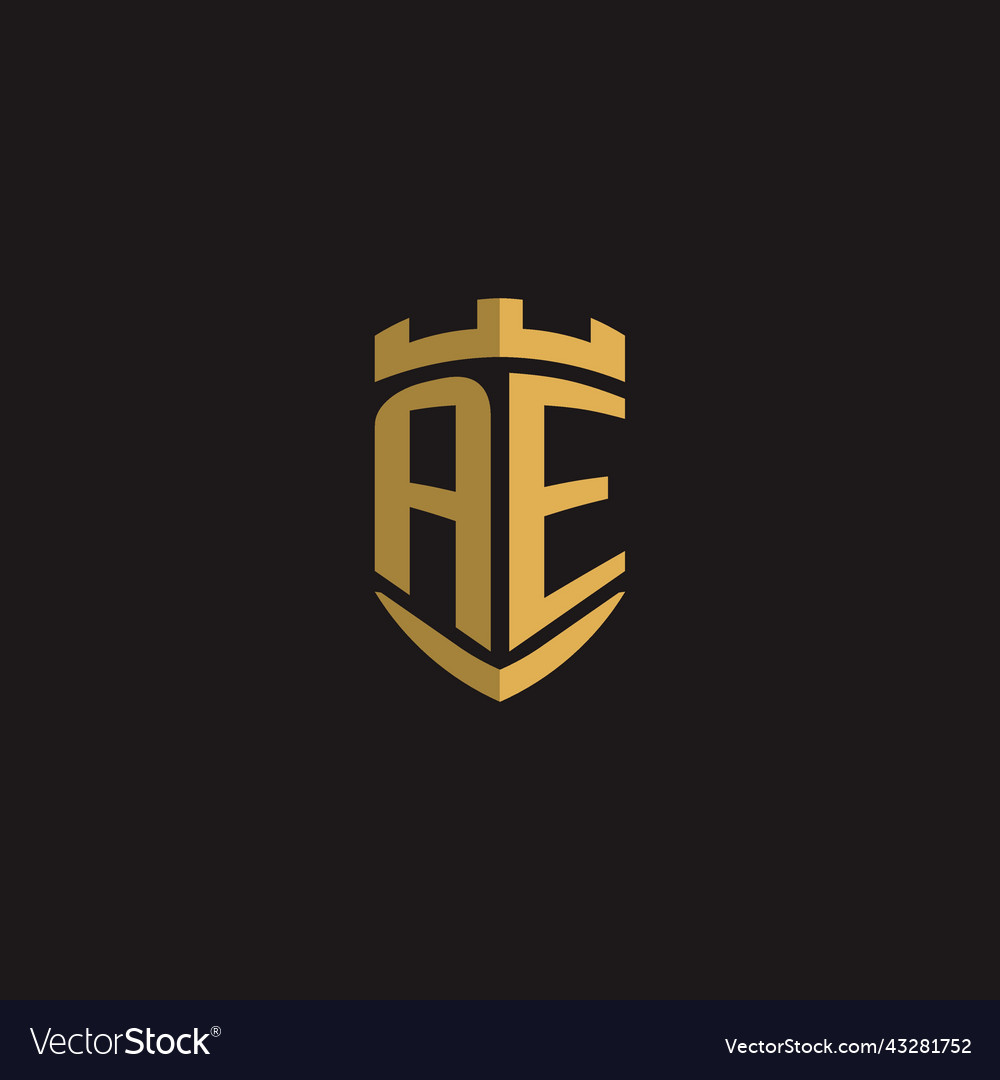 Initials ae logo monogram with shield style design