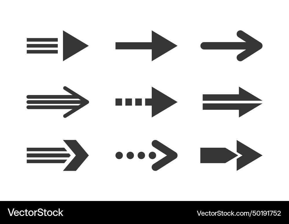 Monochrome arrow symbols set features minimalist Vector Image
