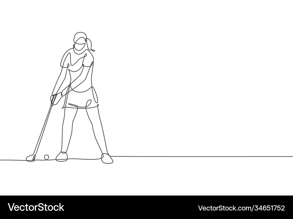 One single line drawing young sporty golf Vector Image