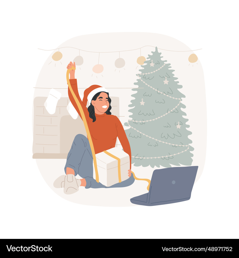 Opening gifts isolated cartoon Royalty Free Vector Image