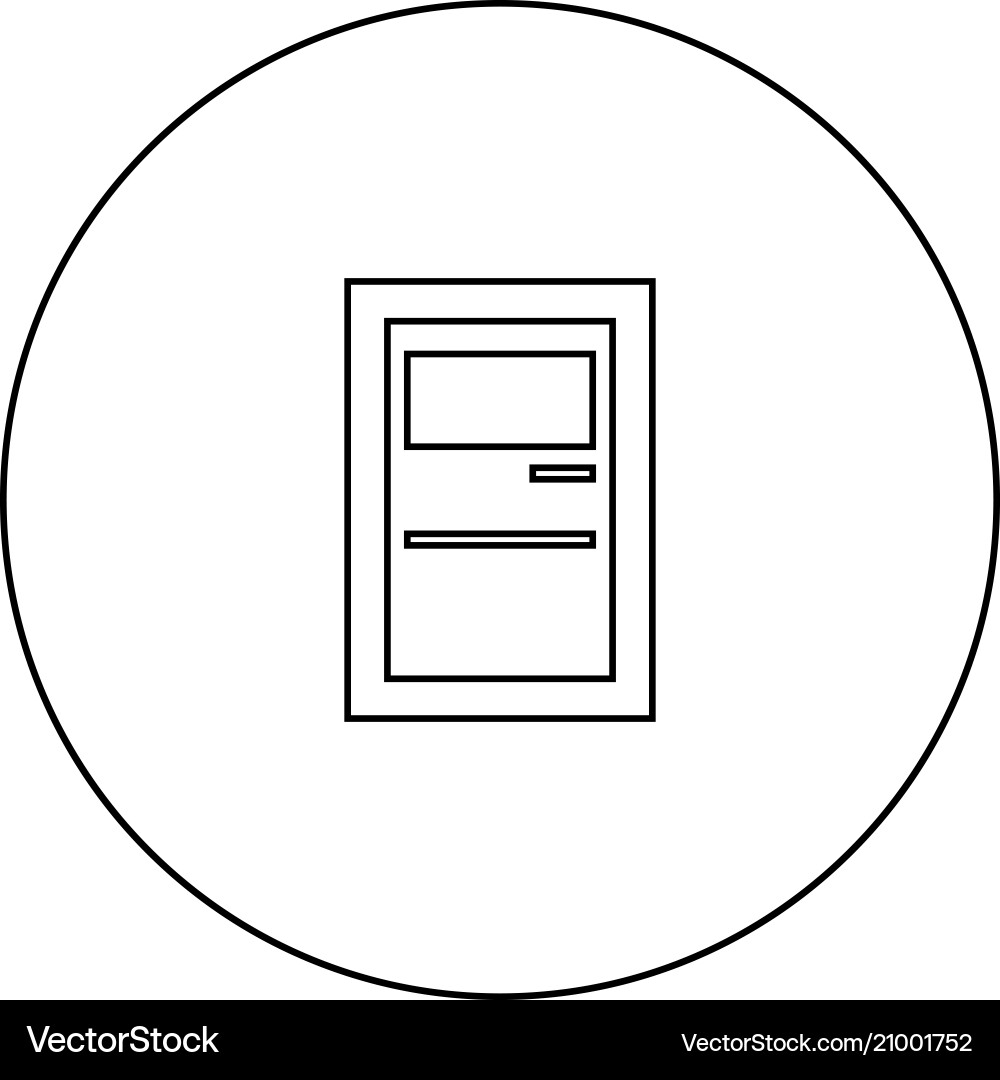 Service terminal black icon in circle outline Vector Image