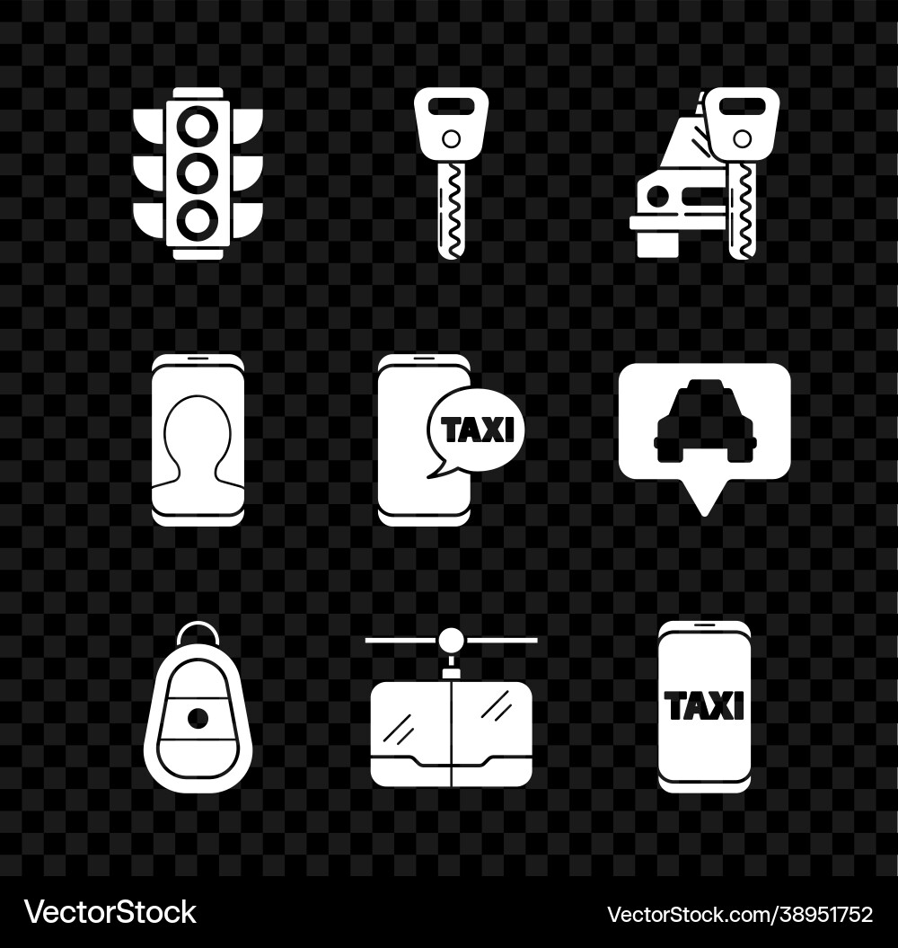 Set traffic light car key rental with remote Vector Image