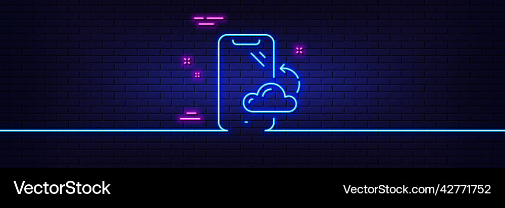 Smartphone cloud line icon phone backup sign Vector Image