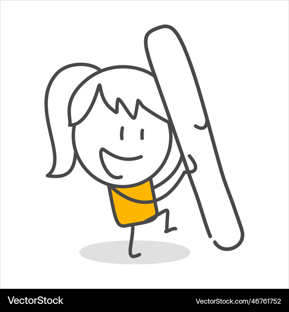 Stick figures alphabet hand drawn doodle line art Vector Image