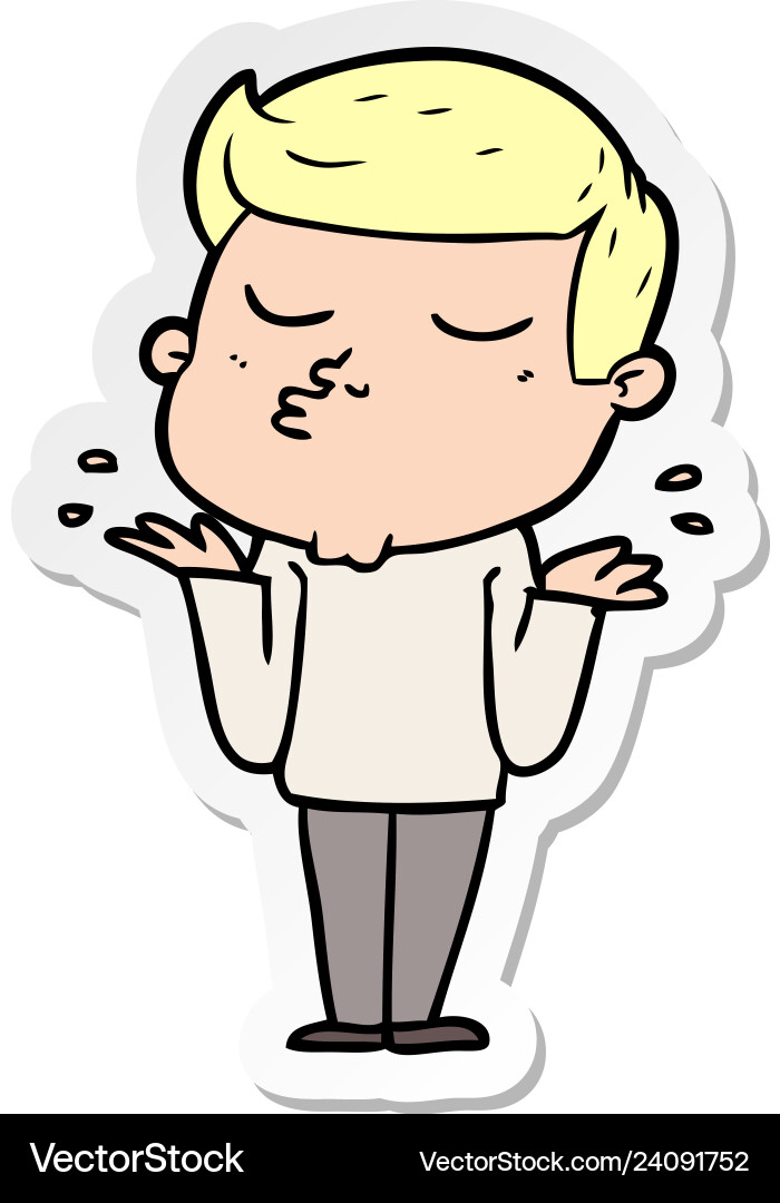 Sticker of a cartoon model guy pouting Royalty Free Vector