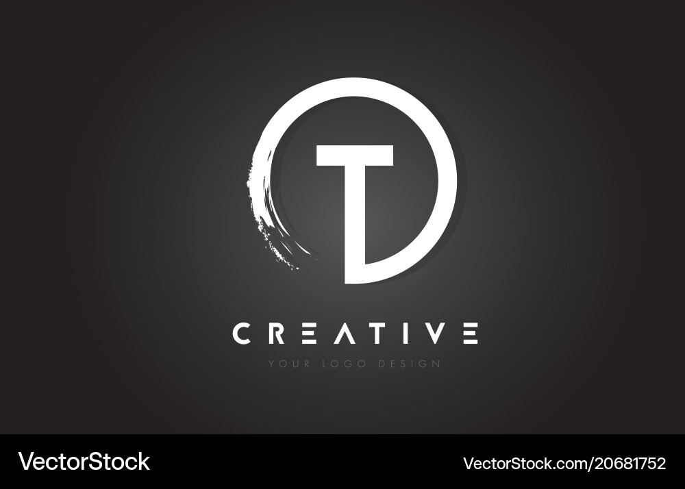 T circular letter logo with circle brush design Vector Image
