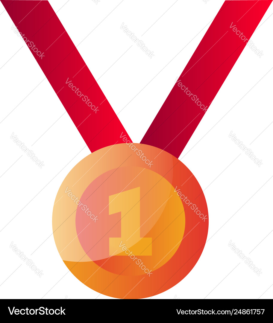A first place medal on red strip on white Vector Image