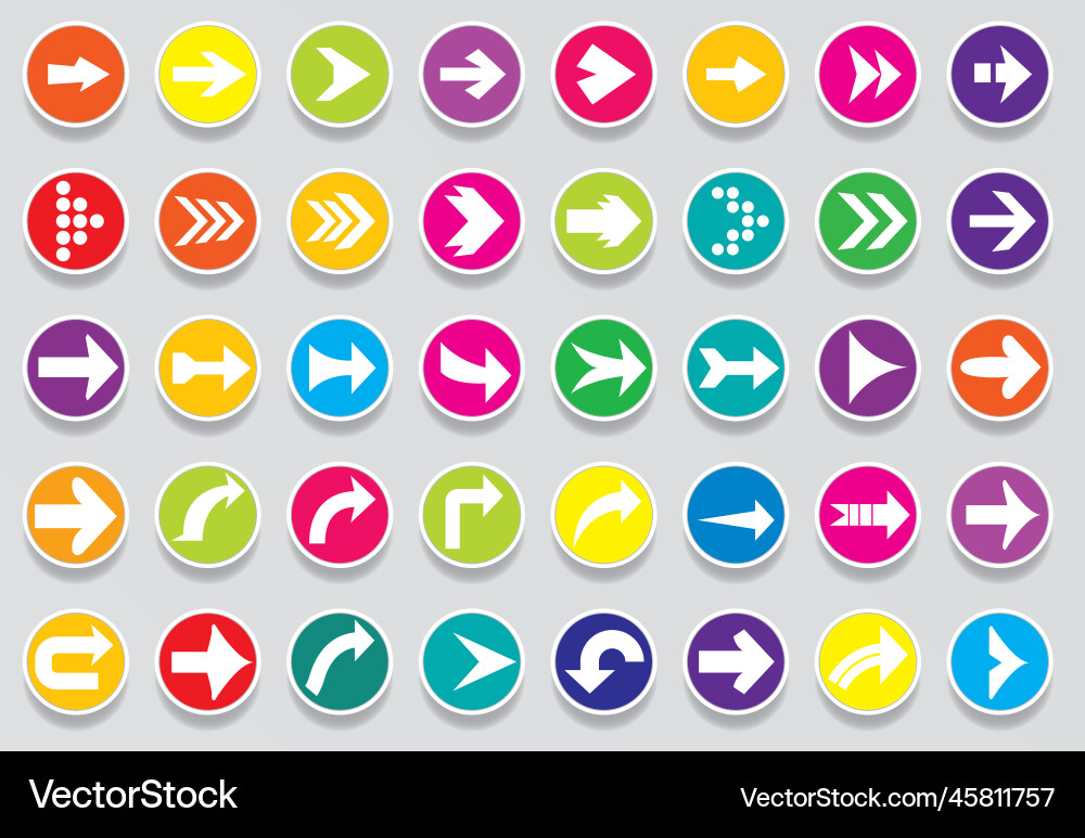 Arrows set in circles isolated on white background