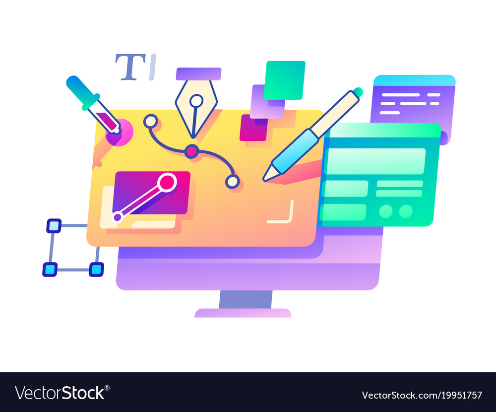 Creation and design using computer Royalty Free Vector Image