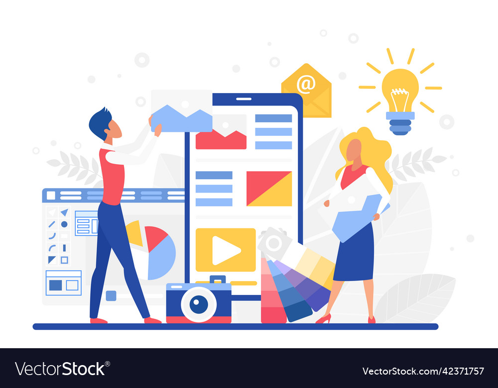 Creative software website development team Vector Image