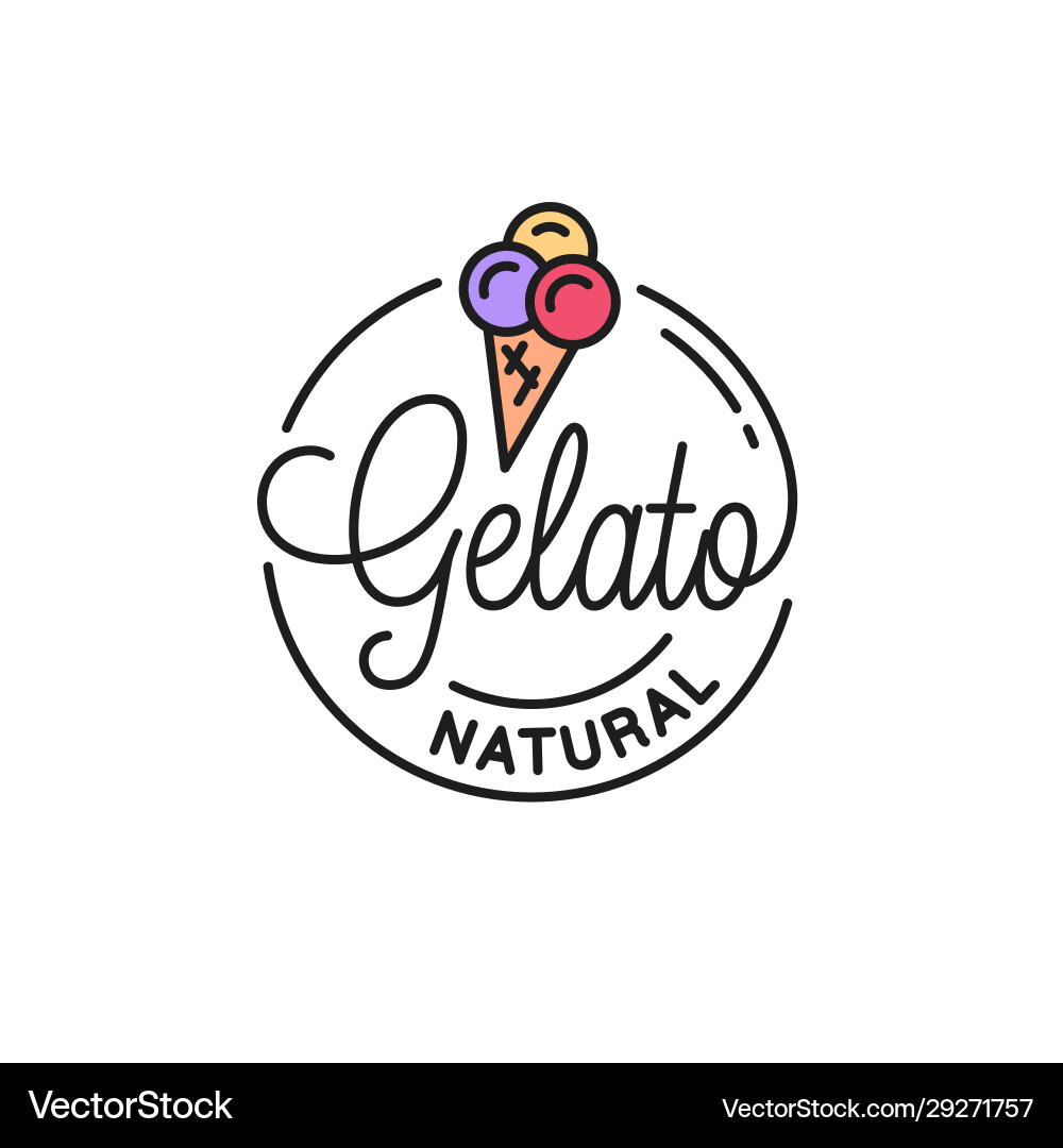 Gelato ice cream logo round linear Royalty Free Vector Image