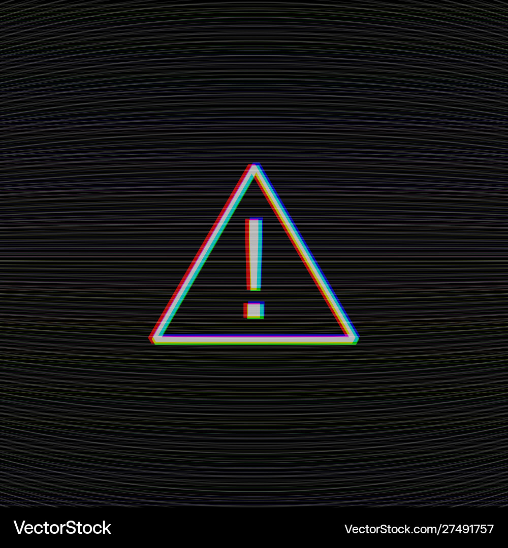 Glitched attention sign on black background Vector Image