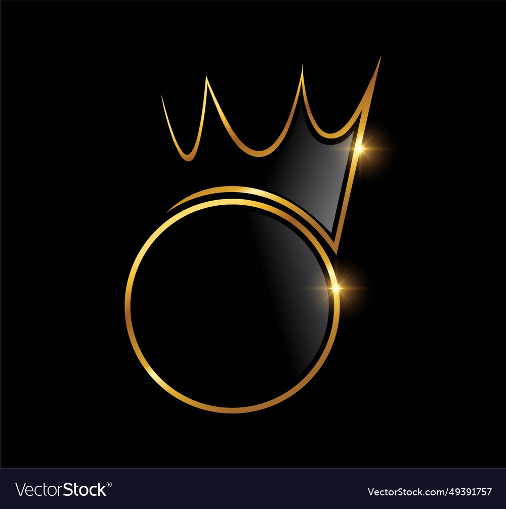 Golden circle crown logo icon Royalty Free Vector Image
