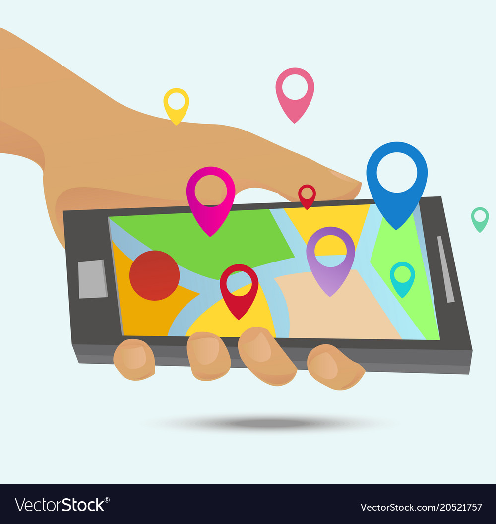 Gps maps on the smartphone Royalty Free Vector Image