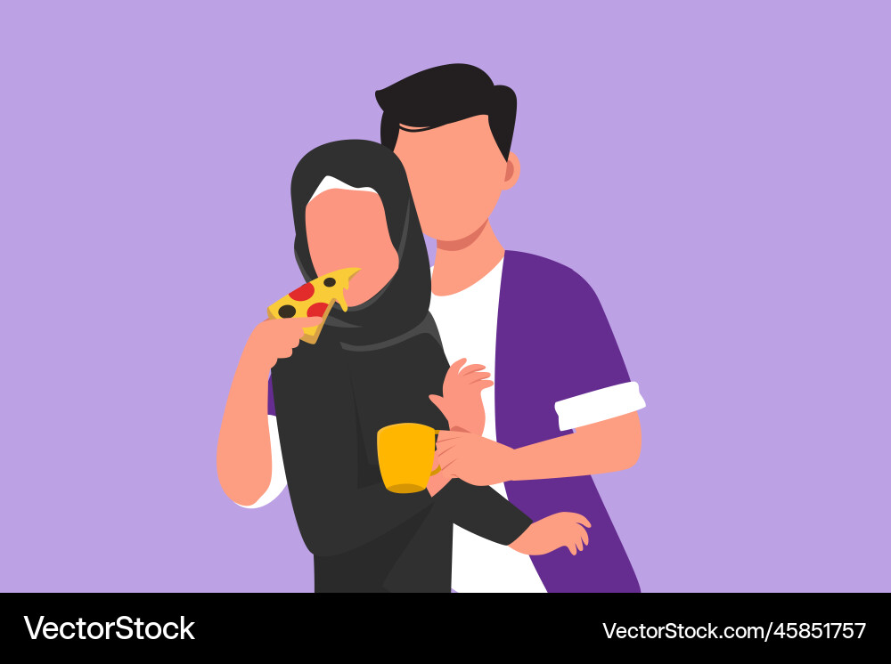 Graphic flat design drawing arabian man holding Vector Image