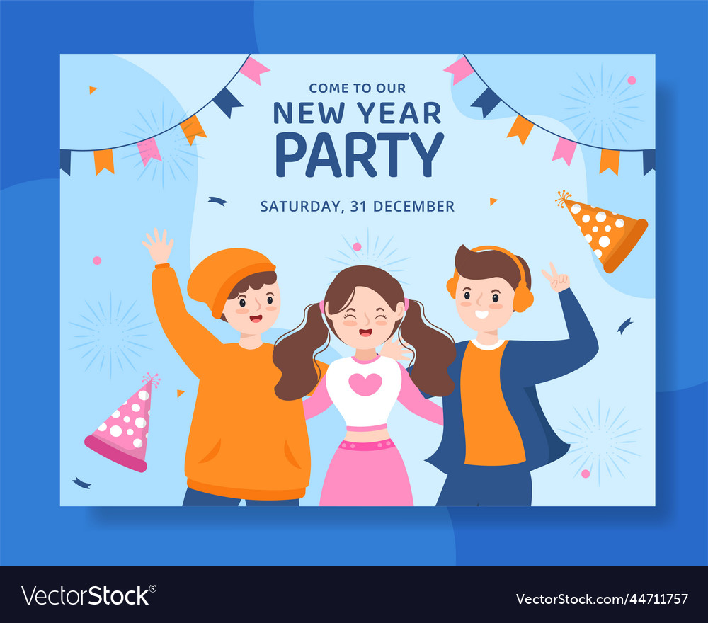Happy new year celebration photocall flat cartoon Vector Image