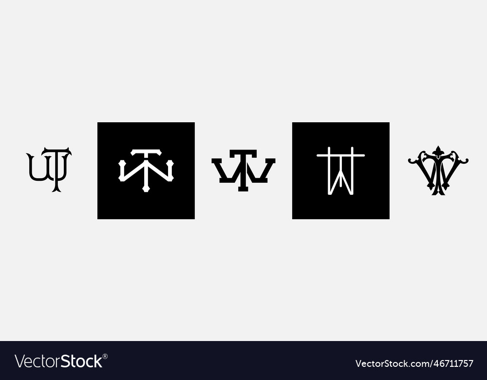 Initial letters tw monogram logo design bundle Vector Image