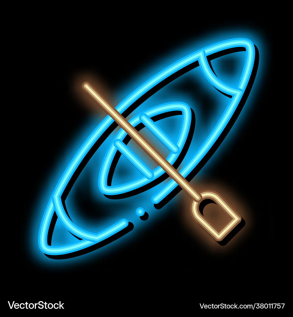 Kayak canoeing neon glow icon Royalty Free Vector Image
