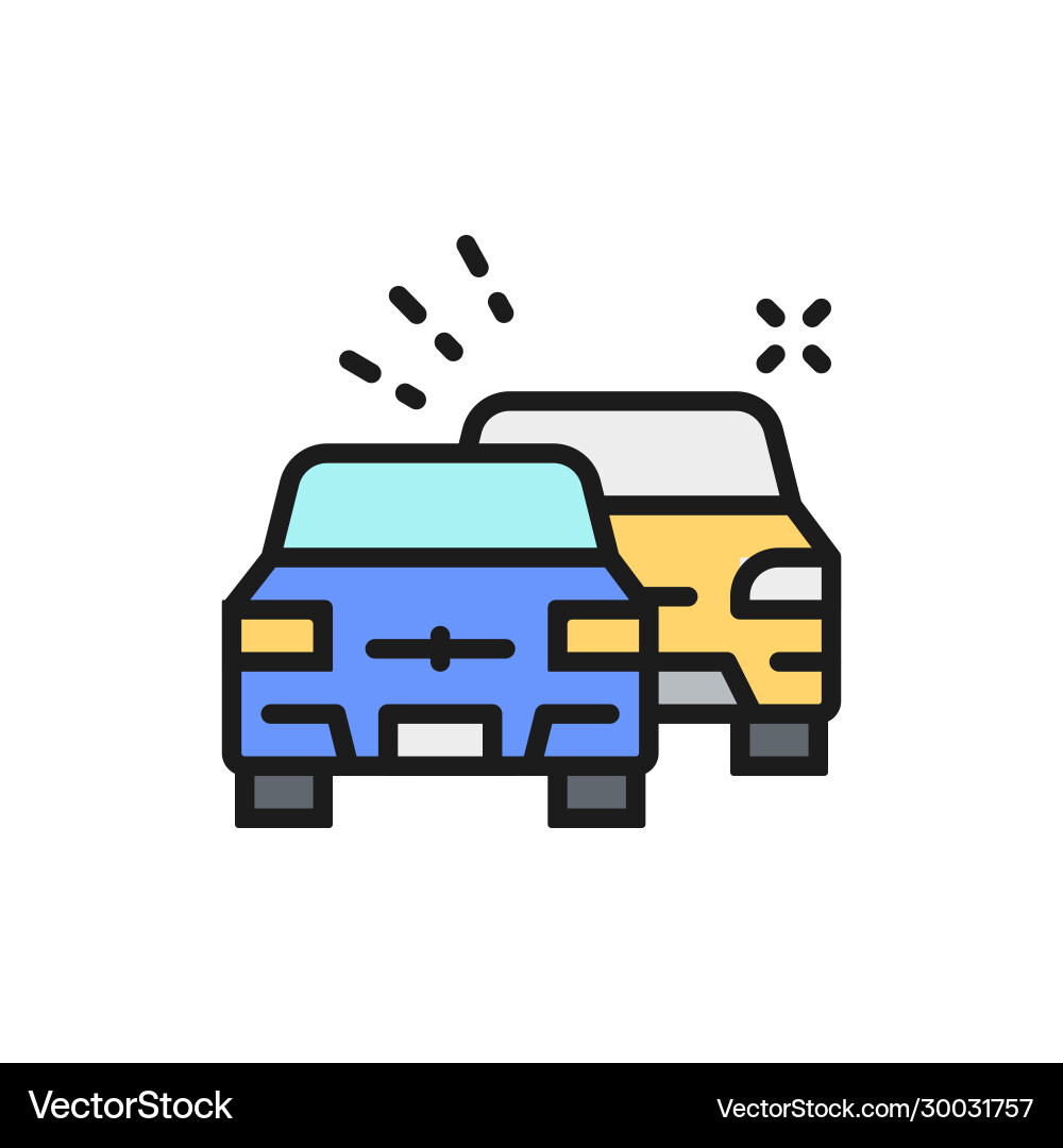 Overtaking car traffic jam flat color line icon Vector Image