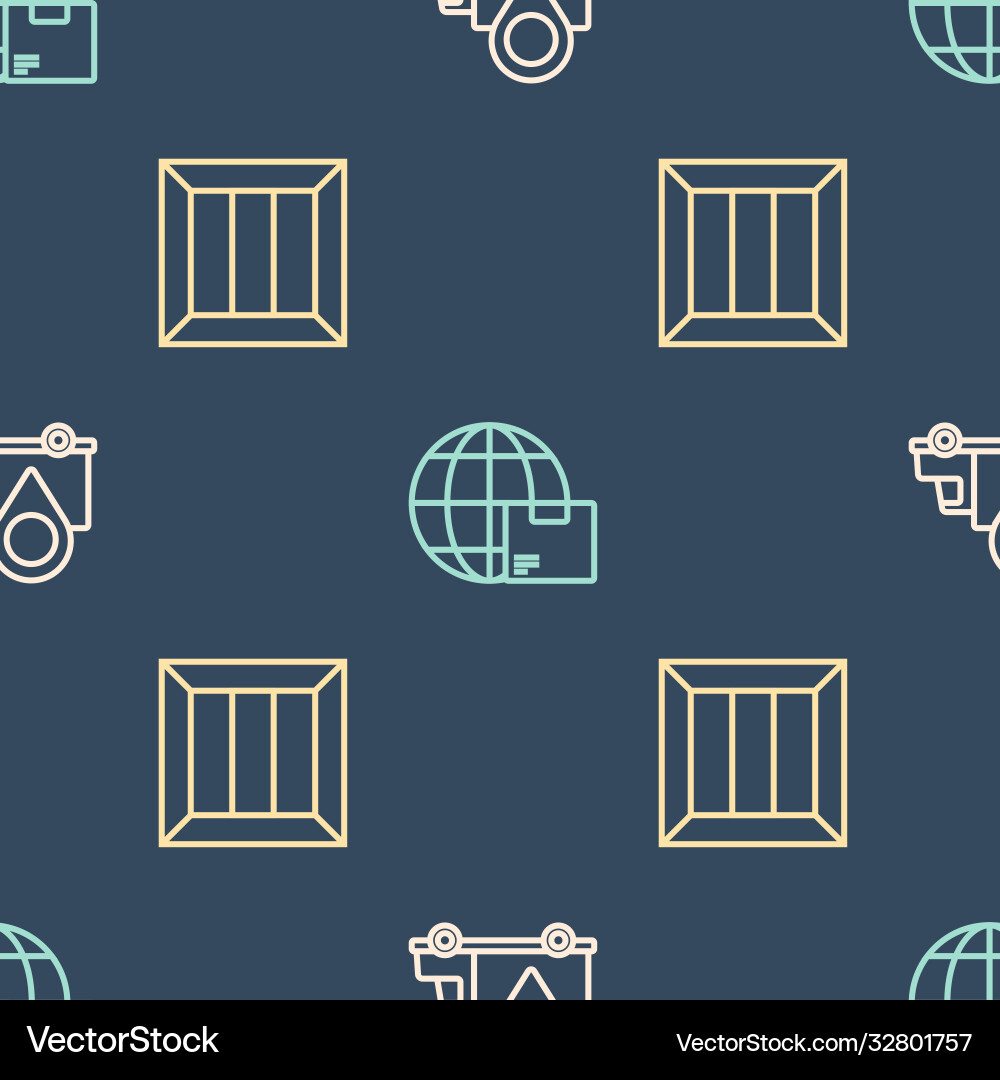 Set line delivery tracking wooden box Royalty Free Vector